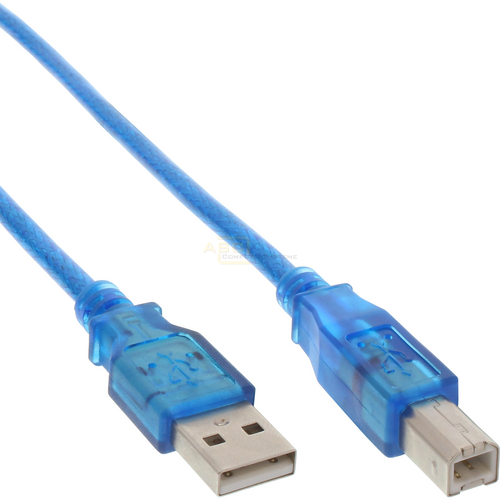 InLine® USB 2.0 Kabel A-St. -> B-St. 1.8m blau-transparent ...